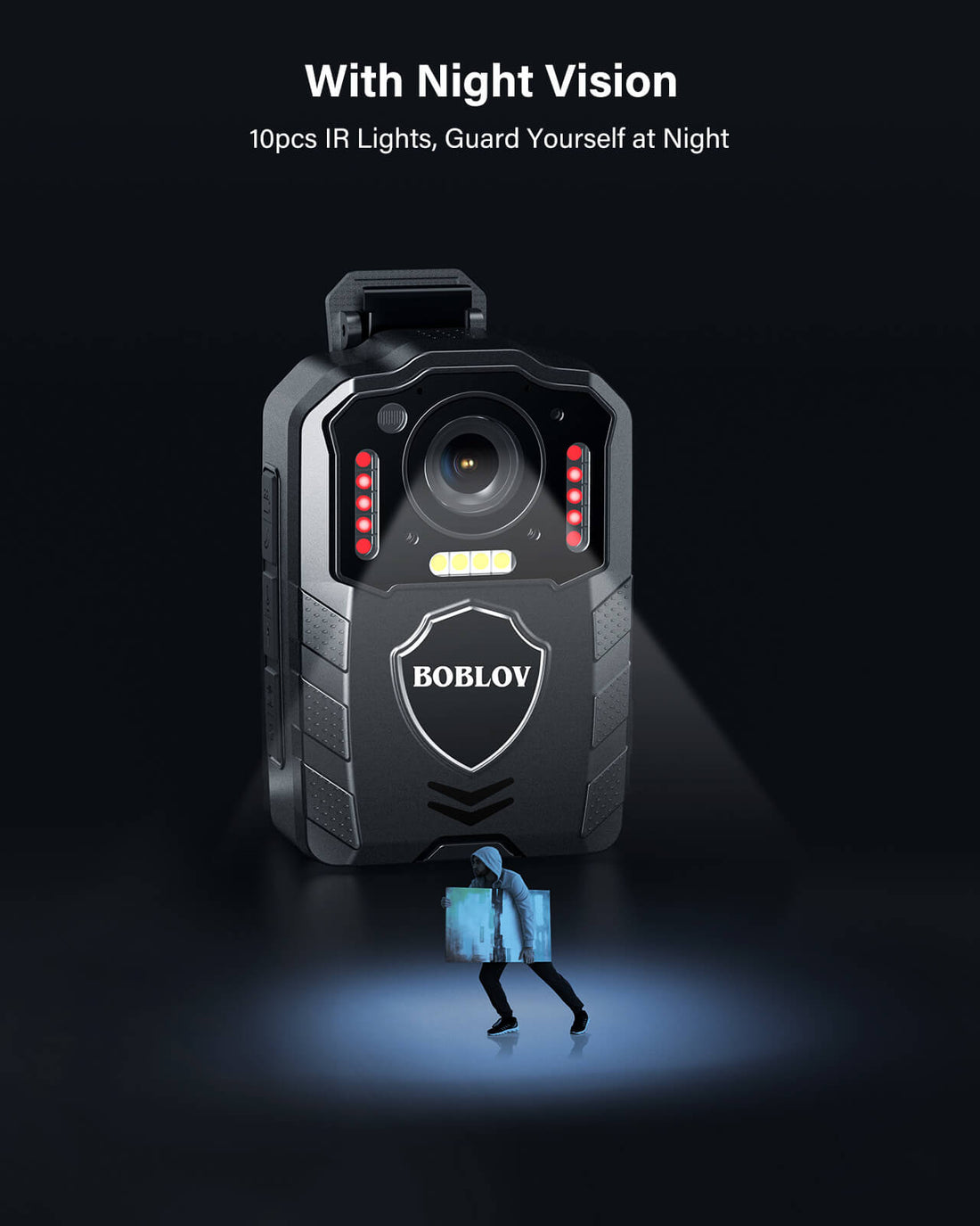 BOBLOV KJ25 Body Camera,3000mAh Battery for 13 Hrs Shooting