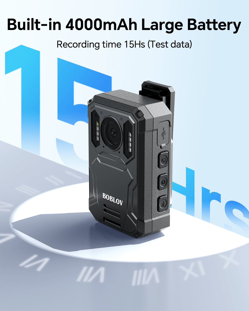 BOBLOV KJ23 Pro 2K Body Camera, IR Body Cam with 4000mAh Battery for 1