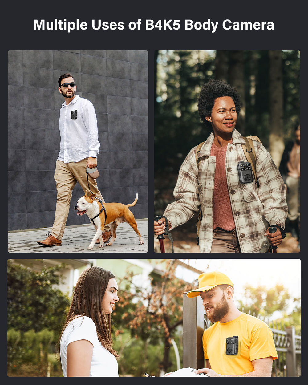 BOBLOV B4K5 4K Body Camera, IP68 GPS Body Worn Camera for 11Hrs Video