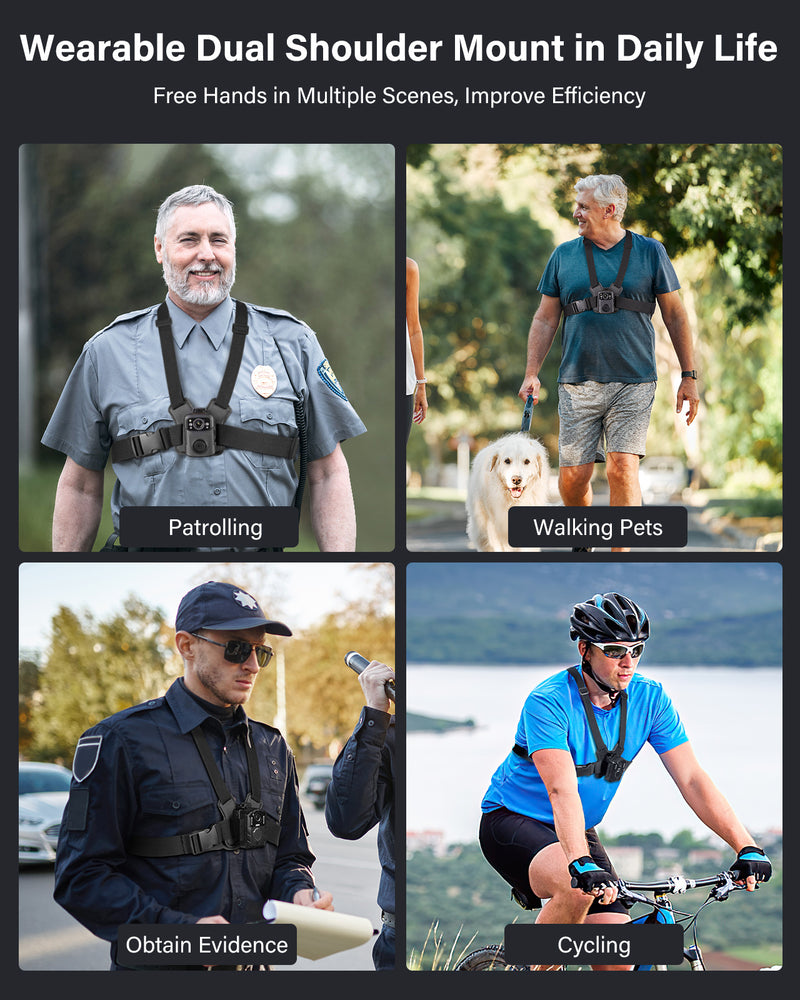 BOBLOV NEW Dual Shoulder Mount, Vest Mount for All Brand Body Camera,