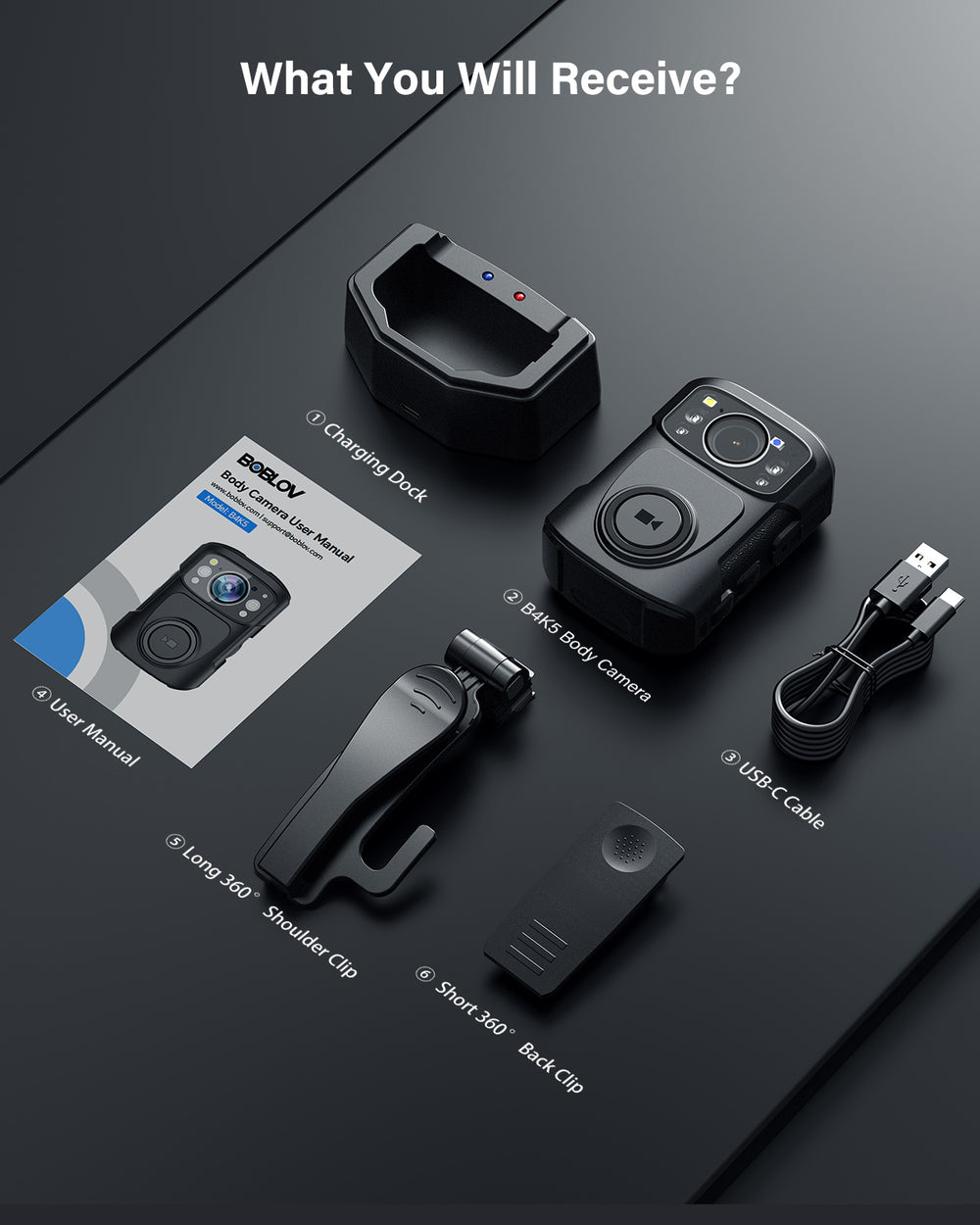 BOBLOV B4K5 4K Body Camera, IP68 GPS Body Worn Camera for 11Hrs Video