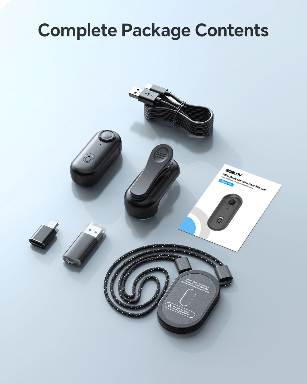 BOBLOV W4 Mini Body Camera, Wearable Camera with 360°Rotatable Clip