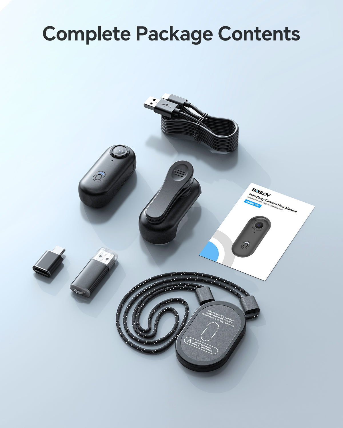 BOBLOV W4 Mini Body Camera, Wearable Camera with 360°Rotatable Clip