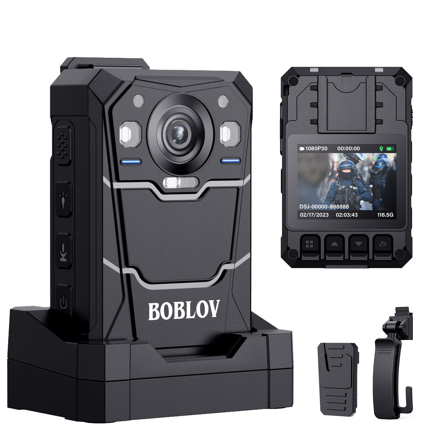 BOBLOV B4K3 Ultra 3.2K 128GB BodyCam with GPS, IP68, 13Hr Record