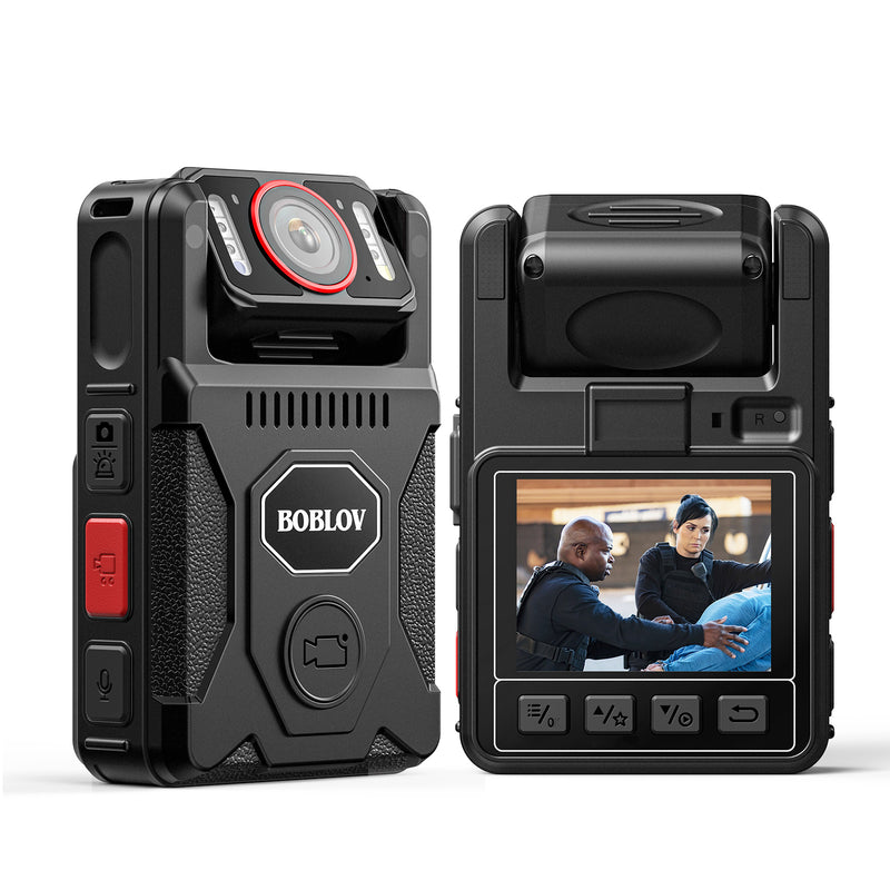BOBLOV M7 Pro 4K GPS Body Camera, 180° Rotate BodyCam, 13-15 Hours Rec