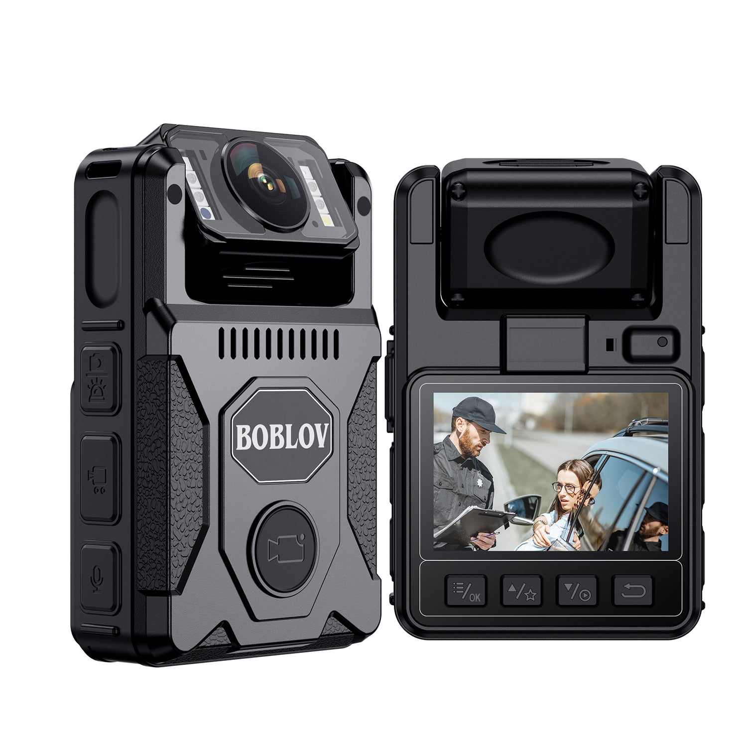 BOBLOV M7 128GB GPS Body Camera, 180° Rotate BodyCam, 13-15 Hrs Record