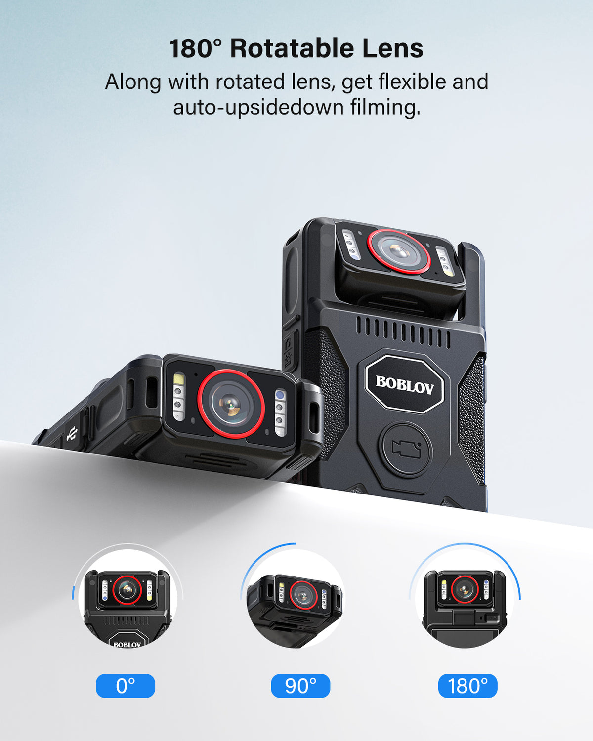 BOBLOV M7 Pro 4K GPS Body Camera, 180° Rotate BodyCam, 13-15 Hours Rec
