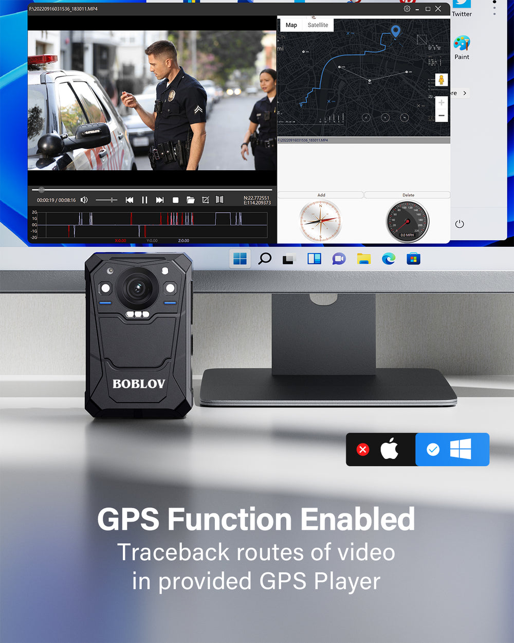 BOBLOV B4K3 Ultra 3.2K 128GB BodyCam with GPS, IP68, 13Hr Record