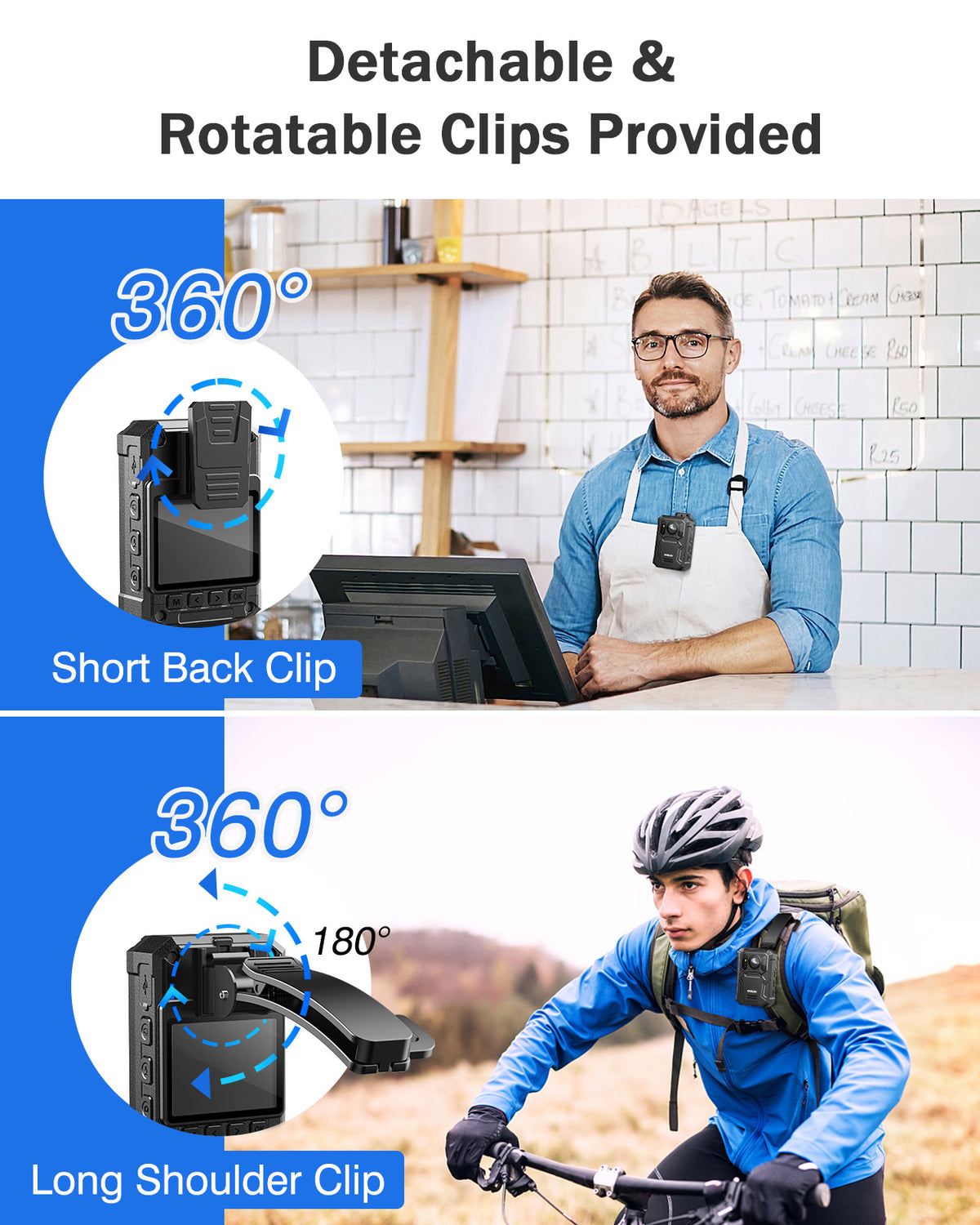 BOBLOV KJ23 Body Camera, 1296P Bodycam with Car Suction Mount, 14 Hour