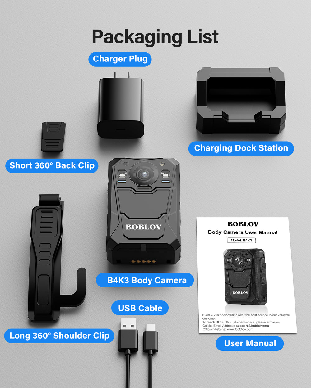 BOBLOV B4K3 Ultra 3.2K 128GB BodyCam with GPS, IP68, 13Hr Record