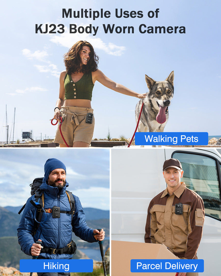 BOBLOV KJ23 Body Camera, 1296P Bodycam with Car Suction Mount, 14 Hour