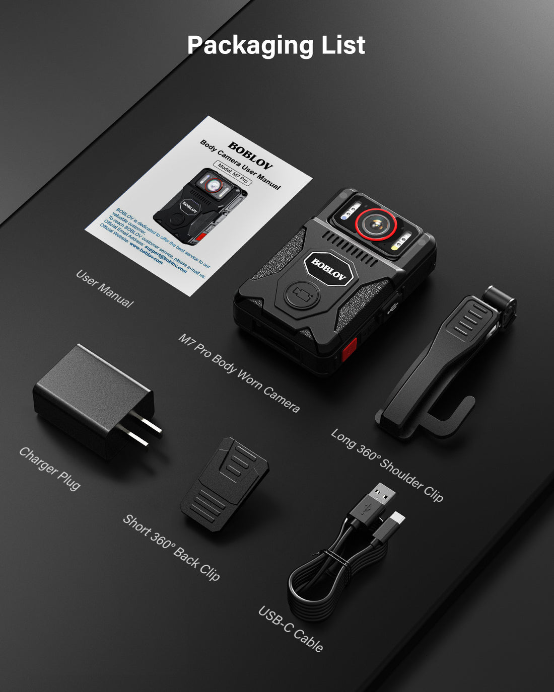 BOBLOV M7 Pro 4K GPS Body Camera, 180° Rotate BodyCam, 13-15 Hours Rec