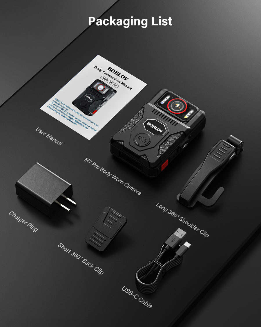 BOBLOV M7 Pro 4K GPS Body Camera, 180° Rotate BodyCam, 13-15 Hours Rec