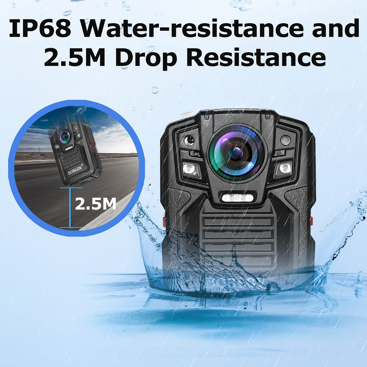 BOBLOV HD66/D7 1296P IP67 Waterproof Body Camera for Security